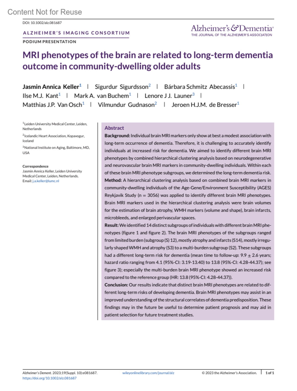MRI phenotypes of the brain are related to... : Alzheimer's & Dementia