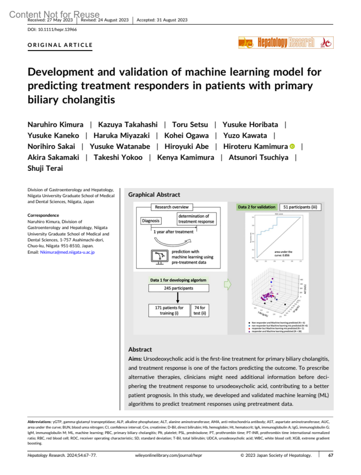 Development and validation of machine learning... : Hepatology Research
